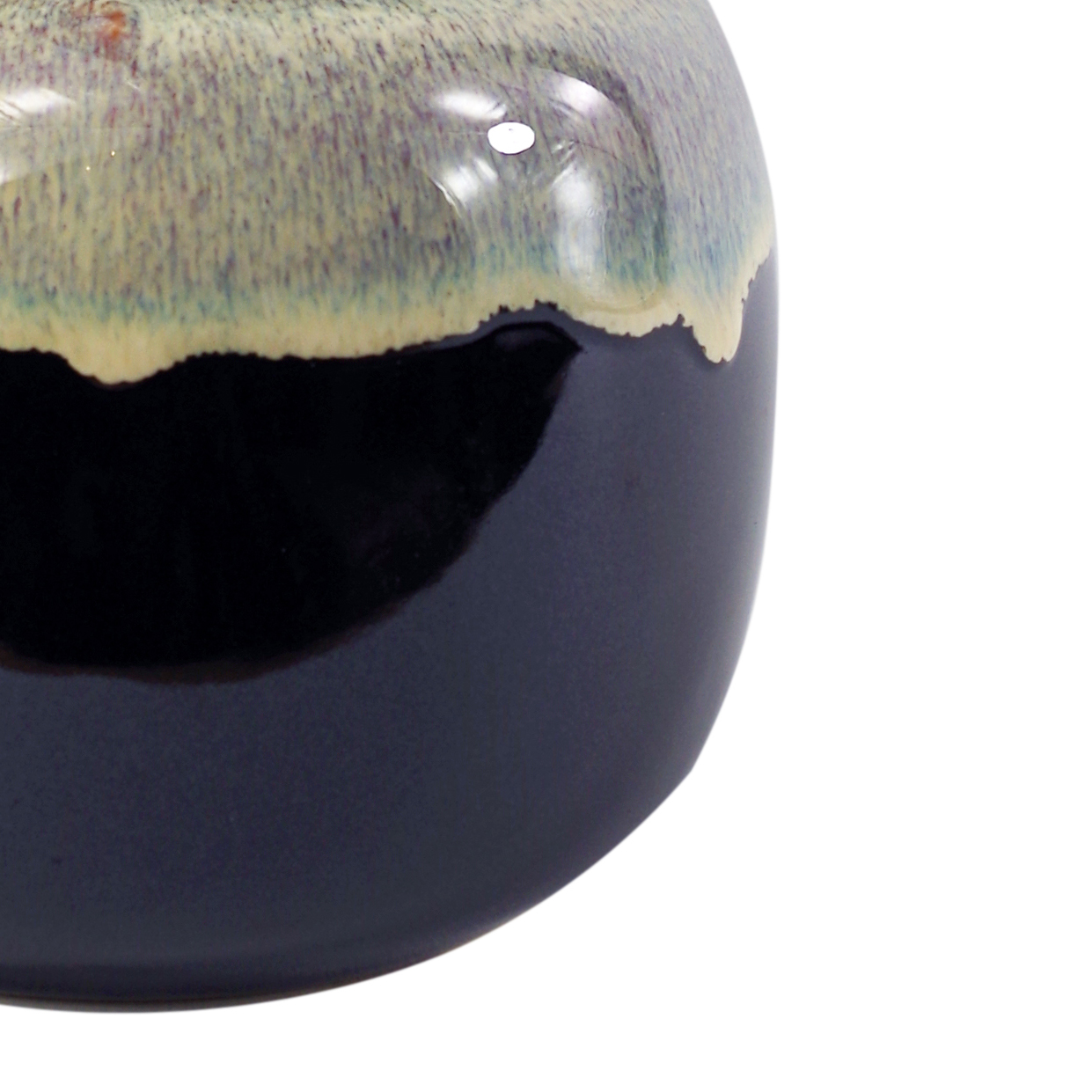 22cm Ceramic Drip Glazed Planter with Artificial Red Mosaic Plant ...