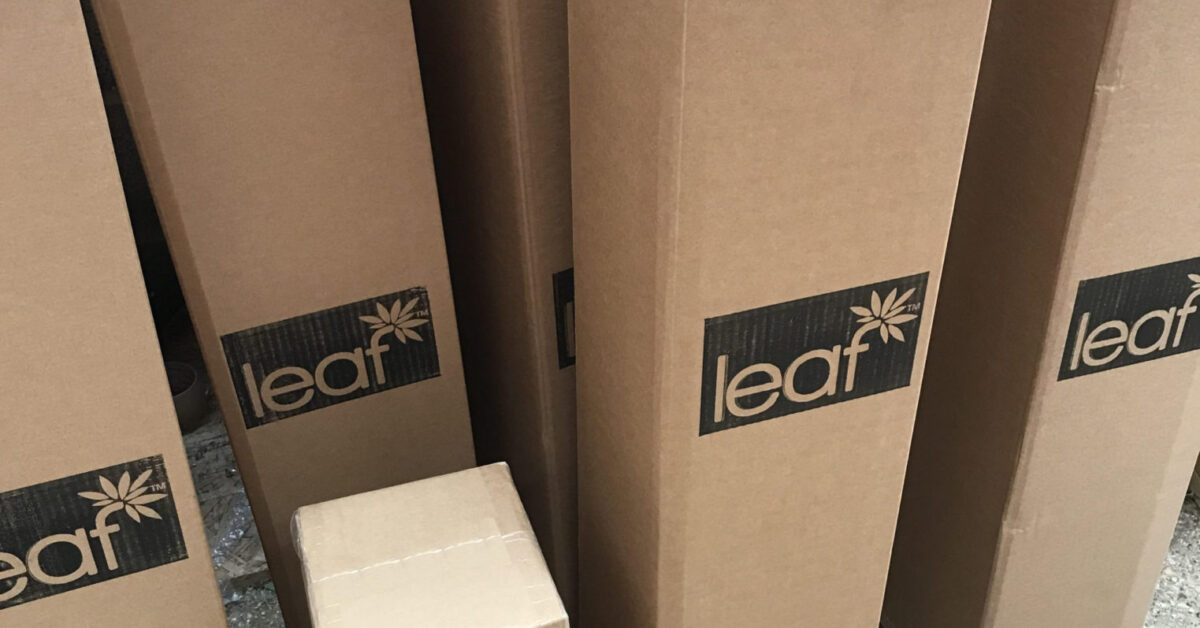 Leaf Long Cardboard Box - 16cm x 16cm x 65cm - Leaf Design Wholesale