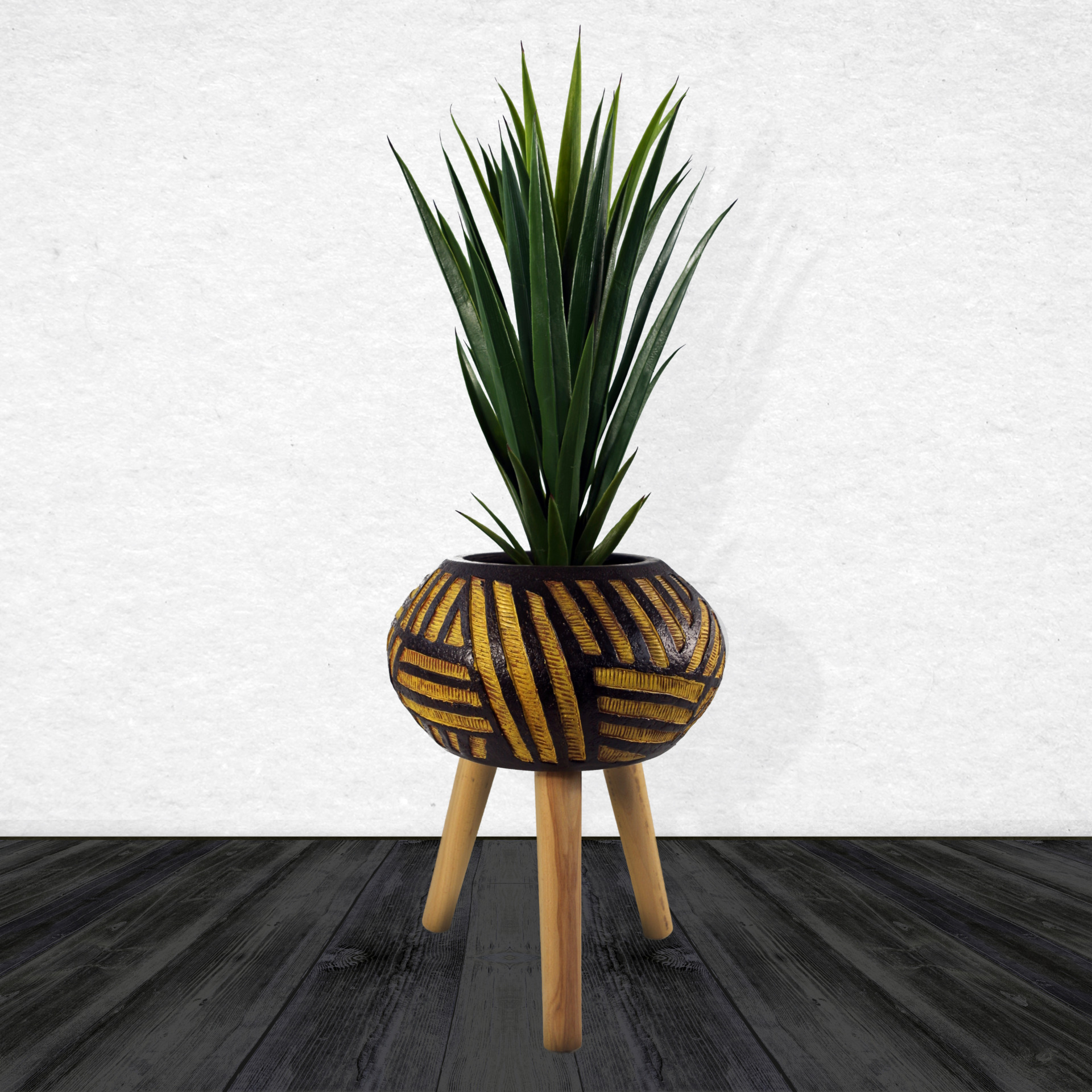 Large Composite Oval Planter with Stand - Leaf Design Wholesale