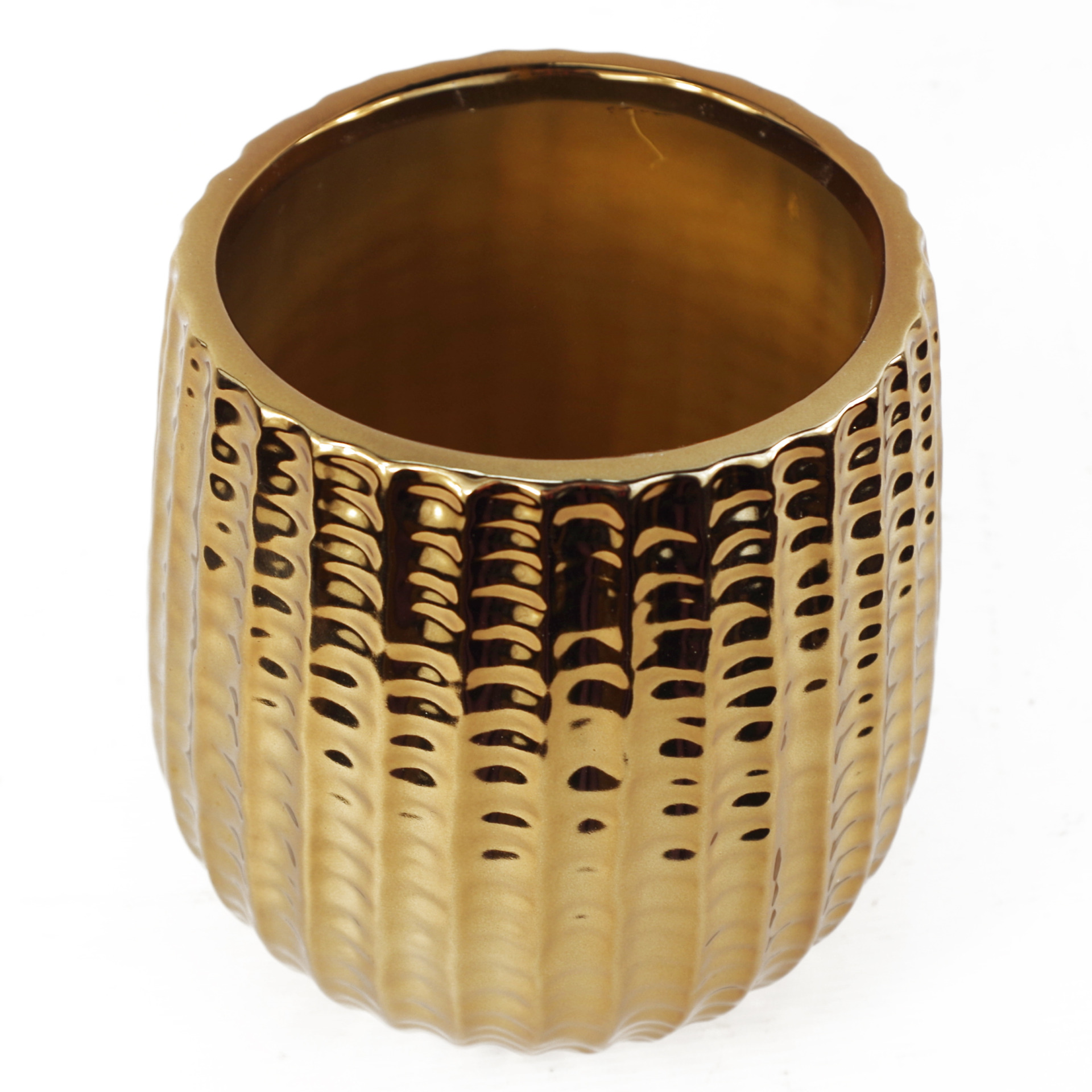 16cm Gold Ceramic Planter - Leaf Design Wholesale